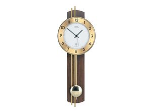 4037445141711 - Funk-Pendelwanduhr AMS F5266 1 bunt (braun goldfarben) Wanduhren B H L 10cm x 60cm x 25cm QuarzuhrHolzgehäuseEsszimmerWohnzimmer