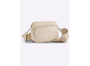 4260446539144 - Schultertasche HEINE Damen Gr B H T 19cm x 14cm x 8cm beige (sand) Baumwollmischung Metall Viskosemischung unifarben Taschen