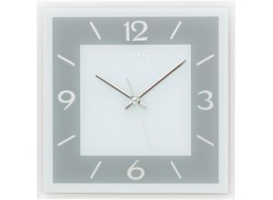 4037445154889 - Wanduhr AMS W9573 silber (silberfarben) Wanduhren B H L 30cm x 3cm x 30cm QuarzuhrGlasWohnzimmerEsszimmerKücheArbeitszimmerBüro Flur