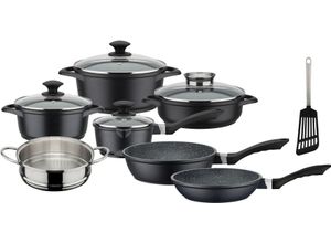 4005643414630 - Topf-Set Gourmet Granit Aluminiumguss (Set 12-tlg Kochtopf 20 24 Stieltopf 16 Pfanne 20 24 Bräter Dampfeinsatz) Induktion schwarz