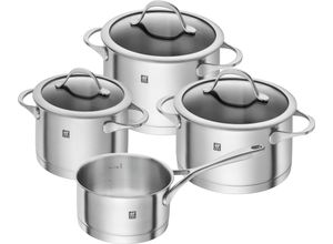 4009839361203 - Topf-Set ZWILLING Essence silber (silberfarben) Töpfe Sandwichboden sehr gute Wärmeverteilung Füllskala Edelstahlgussgriffe