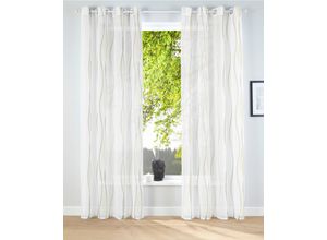 6920192996636 - Gardine MY HOME Dimona Gr 5 beige (creme grün) B140cm H265cm Voile Polyester Gardinen 2-er Set transparent Voile Polyester Wellen