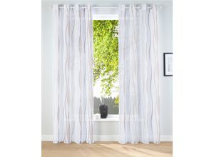 6920192990511 - Gardine MY HOME Dimona Gr 1 grau (weiß taupe) B140cm H145cm Voile Polyester Gardinen 2-er Set transparent Voile Polyester Wellen Topseller