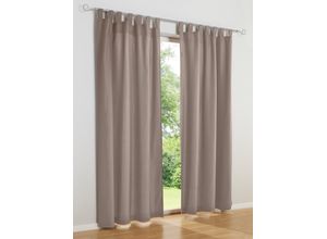 6971346194095 - Vorhang HEINE HOME Gr 1 grau (taupe) Gardinen 145cm Schlaufenaufhängung Ösen 140cm Polyester B140cm H145cm