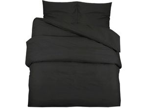 8720286655894 - Bettwäsche-Set Schwarz 240x220 cm Leichte Mikrofaser vidaXL - Schwarz