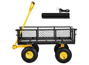 0840281553655 - VEVOR Bollerwagen 408kg Belastbar Gerätewagen Gartenwagen Stahlrahmen Handwagen 82cm Griff Gartenkarre 2m Seil Geeignet für Rasenflächen Höfe Strände