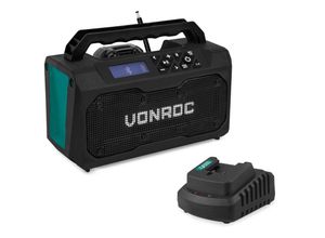 8717479095124 - Vonroc - Baustellenradio 20V - fm bluetooth & usb | Inkl Akku und Schnellladegerät