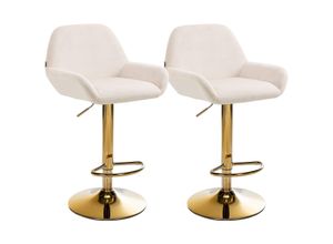 4255716337575 - 2er Set Barhocker Braga Samtbezug Gold-Gestell I höhenverstellbar und 360 drehbar I moderner Barstuhl mit Fußstütze für Küche und Bar