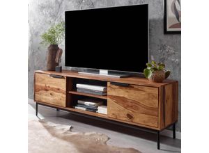 4251757710346 - Lowboard Sheesham Massivholz 147x51x38 cm TV-Kommode mit zwei Türen Design TV-Schrank Hoch Fernsehtisch Fernsehschrank Modern