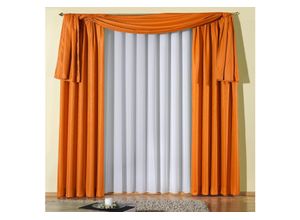 4004567044657 - Vorhang WIRTH Janine Gardinen Gr 145 cm Schlaufen 135 cm orange Schlaufen Gardine