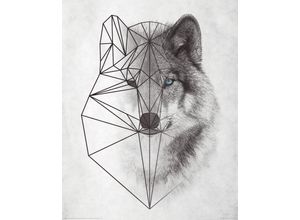 8714597577709 - Holzbild REINDERS Polygonic Wolf Bilder Gr B H T 40 cm x 50 cm x 2 cm 1 St schwarz (schwarz weiß) Holzbilder Bilder