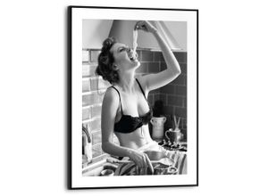 8714597625431 - Poster REINDERS Pasta Lady Bilder Gr B H T 30 cm x 40 cm x 16 cm schwarz (schwarz weiß) Poster