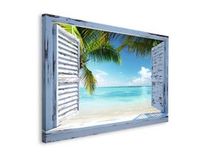 8714597550160 - Wandbild REINDERS Strandfenster Bilder Gr B H 118 cm x 70 cm Querformat blau Kunstdrucke Bilder