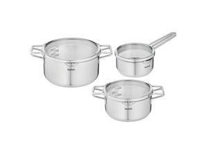 3168430307919 - Topf-Set TEFAL Jamie Oliver Ingenio G6 Topfset Induktion mit Pfannen silber (edelstahlfarben) Töpfe Thermo-Signal für alle Herdarten geeignet L9769932