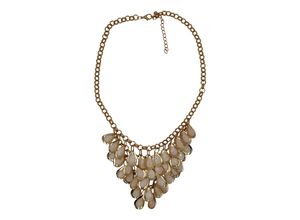 4039787005348 - Modeschmuck Collierkette goldfarben kleine Anhänger Tropfenform mit Opaloptik Aplikation