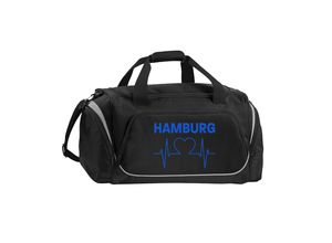 4068859012717 - multifanshop Sporttasche - Hamburg - Herzschlag - Druck blau - Tasche