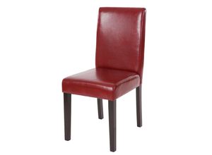 4057651470962 - Esszimmerstuhl Littau Küchenstuhl Stuhl Kunstleder ~ rot dunkle Beine
