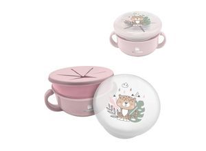 3801302041299 - Kikkaboo Kinder Snackschale Savanna 2 in 1 Deckel Griffe Fassungsvermögen 380 ml rosa