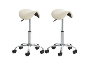 4255716328498 - 2er Set Arbeitshocker Reno Kunstleder I Sitzhocker Mit Metallgestell Und Leichtlaufrollen I Höhenverstellbar Und Drehbar