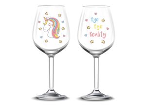 4007698026547 - EinhornLiebe - Weingläser Set - Bye Bye Reality (2 Stück) Weinglas Glas Unicorn Einhorn