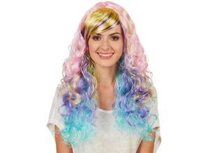 4260517466843 - tectake® Frauenperücke Locken Ombré Pastell