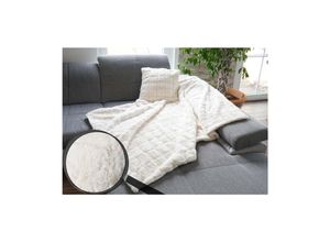 4057651157467 - Set Kuscheldecke + Deko-Kissen Karo Wohndecke Sofadecke Zierkissen+Füllung flauschig Fellimitat