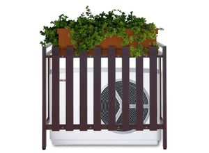 4057651539478 - Verkleidung für Klimaanlage Wärmepumpe MCW-K58 Abdeckung Schutzgitter Pflanzenregal Metall 80x90x39cm ~ braun