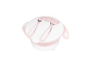 3801302040698 - Kikkaboo Kinder 4in1 Schüssel-Set Löffel Gabel Teller 700ml Mikrowellen geeignet pink