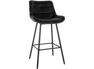 4251756483982 - Barhocker Weston I Gepolsterter Sitz Mit Steppmuster I Metallgestell Mit Fußstütze I Samt- Oder Kunstlederbezug I Barstuhl Mit Rückenlehne