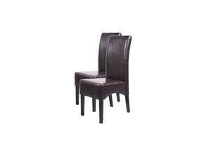 4052826142712 - 2er-Set Esszimmerstuhl Küchenstuhl Stuhl Crotone LEDER ~ braun dunkle Beine