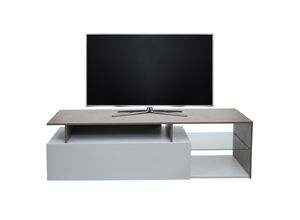 4057651559636 - TV-Rack MCW-L35 Lowboard Fernsehtisch Sideboard TV-Schrank Kommode Holz 47x170x40cm Staufach Beton-Optik weiß