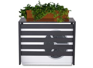 4057651602905 - Alu Verkleidung für Klimaanlage Wärmepumpe MCW-K59 Abdeckung Schutzgitter Pflanzenregal Metall 73x90x38cm ~ grau