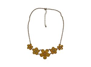 4039787014470 - Modeschmuck Collierkette Collier goldfarben mit Blumenzierde in sonnengelb gold mit Strasssteinen besetzt