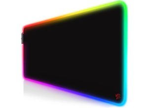 4062861812693 - RGB Gaming Mauspad Mousepad XL 800 x 300mm verbessert Präzision & Geschwindigkeit Emblem rot