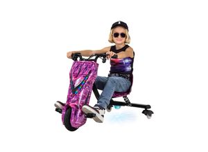 4056551206206 - Elektro-Drift-Trike für Kinder Drift-Scooter bis zu 15km h drosselbar Hupe LED-Driftrollen 360° (Space Purple)