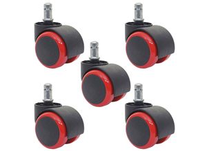 4057651422121 - 5er-Set Hartbodenrollen MCW-H86 Bürostuhl-Rollen Stuhlrollen 150kg belastbar Ø 11mm ~ rot