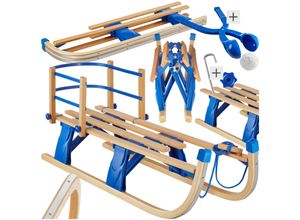 4061173270795 - tectake® Holzschlitten klappbar mit Rückenlehne solide Stahlkufen 38 x 1095 x 45 cm Belastbarkeit 130 kg