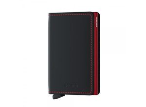 8718215287254 - Slimwallet Matte Kreditkartenetui Geldbörse RFID Leder 65 cm black red