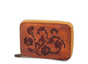 8054302666800 - Wallet zip around cow+floral taser+seams-p d-cognac Damen