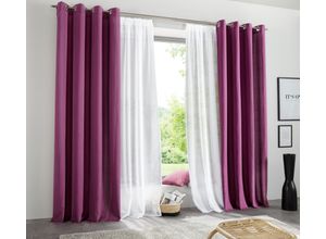 6941446627298 - Vorhang MY HOME Raja Gr 1 lila (beere) B140cm H145cm Polyester Recyceltes Material Gardinen 2er-Set Bestseller einfarbig modern pflegeleichte Mikrofaser