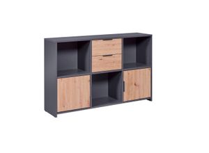 4010340723428 - Inter Link - Pepeto Sideboard 2 Schubladen 2 Türen 3 Ablagen grau Artisan Eiche dekor