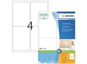 4008705042505 - HERMA Adressetiketten Premium A4 991x139 mm weiß Papier matt 400 St - Weiß - Selbstklebendes Druckeretikett - A4 - Papier - Laser Inkjet - Dauerhaft