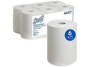 5027375040436 - Scott® Handtücher Slimroll 6657 1-lagig kompatibel mit diversen Kimberly-Clark™ Papierhandtuch-Spender Airflex 6 Rollen á 165 m weiß