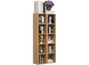 4051814428074 - Standregal Holz CD DVD Stand Aufbewahrung Deko Regal Megosa S Gr 20 braun (buche) B20cm H187cm T17cm Holzwerkstoff Holz Spanplatte Regale