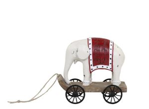 5712750345892 - Chic Antique Vintage Elefant Weihnachtsdeko H10 L11 B65 cm antique creme rot