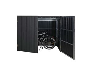 4057651427706 - WPC-Fahrradgarage MCW-J29 Geräteschuppen Fahrradbox Metall Holzoptik abschließbar ~ 2 Räder 172x213x112cm anthrazit