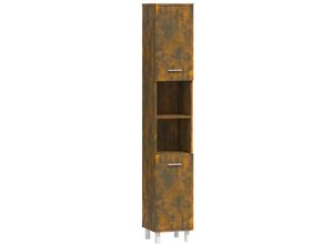 8720845673895 - Bonnevie - BadschrankBadezimmerschrank Räuchereiche 30x30x179 cm Holzwerkstoff vidaXL