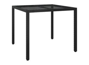 8720286666357 - Bonnevie - GartentischTerrassentisch 90x90x75 cm Gehärtetes Glas Poly Rattan Schwarz vidaXL