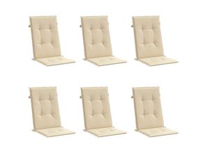 8720286148204 - Bonnevie - Gartenstuhlauflagen für Hochlehner 6Stk Outdoor-Kissen Beige 120x50x3cm Stoff vidaXL