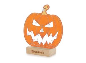 5410329751616 - Velleman - Lötbausatz XL-Platine Halloween-Kürbis mit Holzhalter Bildungs- und kreatives MINT-Bausatz - orange